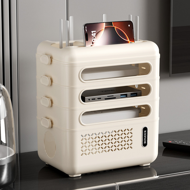 WiFi router storage box, TV set-top box, storage rack, socket, power ...