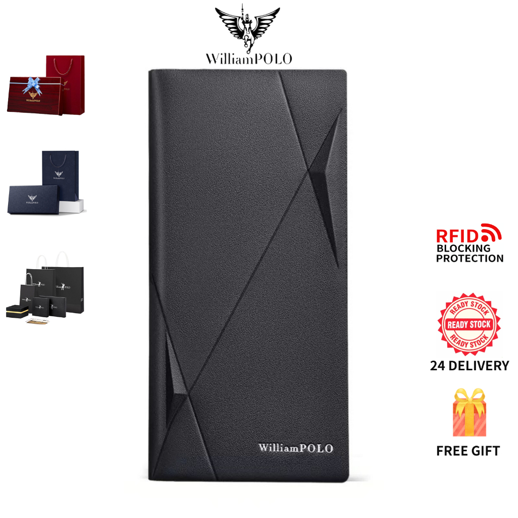 William polo wallet for man leather Long Wallet fashion anti theft ...