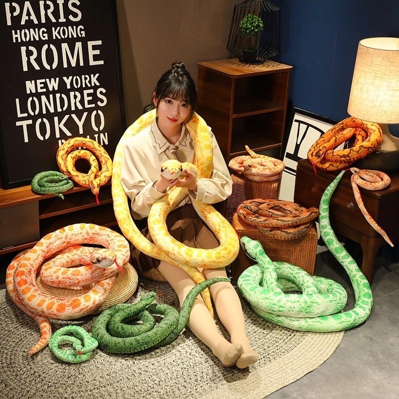 1pc 110cm/160cm/200cm Giant Snakes Plush Toy Simulation Long Golden ...