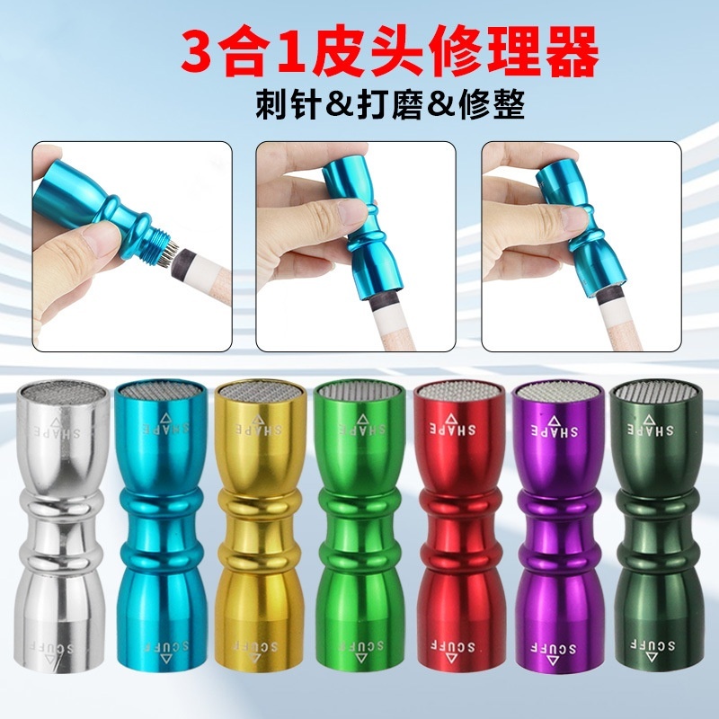 3 in 1 Cue Tip Shaper Billiard Snooker Pool Cue Tip Shaper Snooker Cue ...