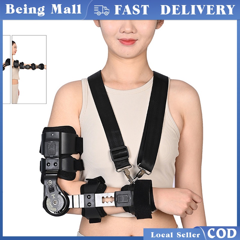 Adjustable Hinged Elbow Brace Support Black Post OP Elbow Brace ...