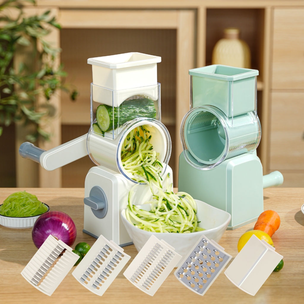 Rotary Grater with Handle Shredder 5 in 1 Roller Vegetable Cutter ...