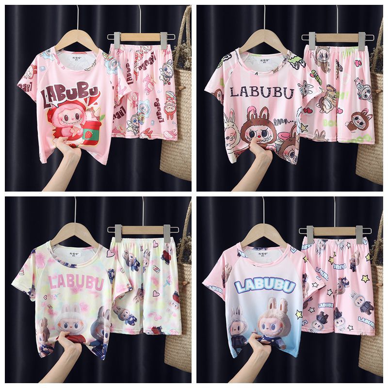Kids Girls Labubu Pyjamas Short Sleeve Cartoon Kids Sleepwear Clothing ...