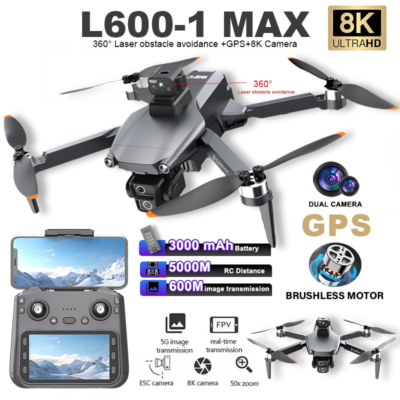 L600-1 PRO MAX GPS Drone Professional 8K HD Dual Camera Obstacle Avoidance Brushless Motor 5G ...