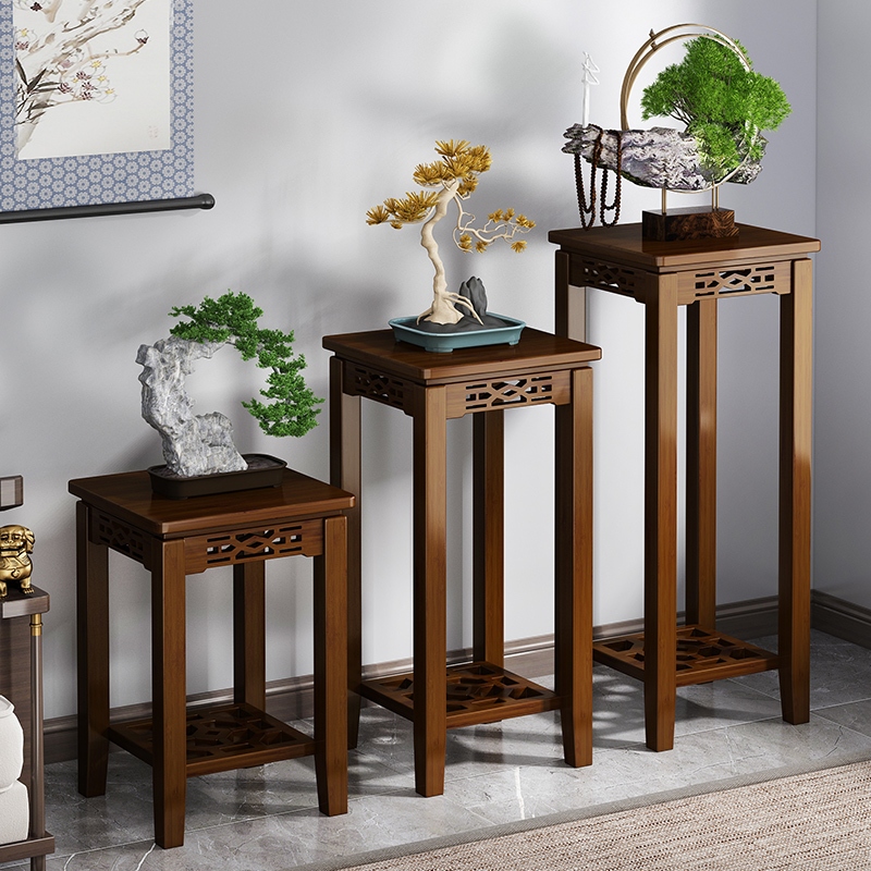 FUNBAMBOO Plant Decorating Stand End Table Side Table with Storage ...