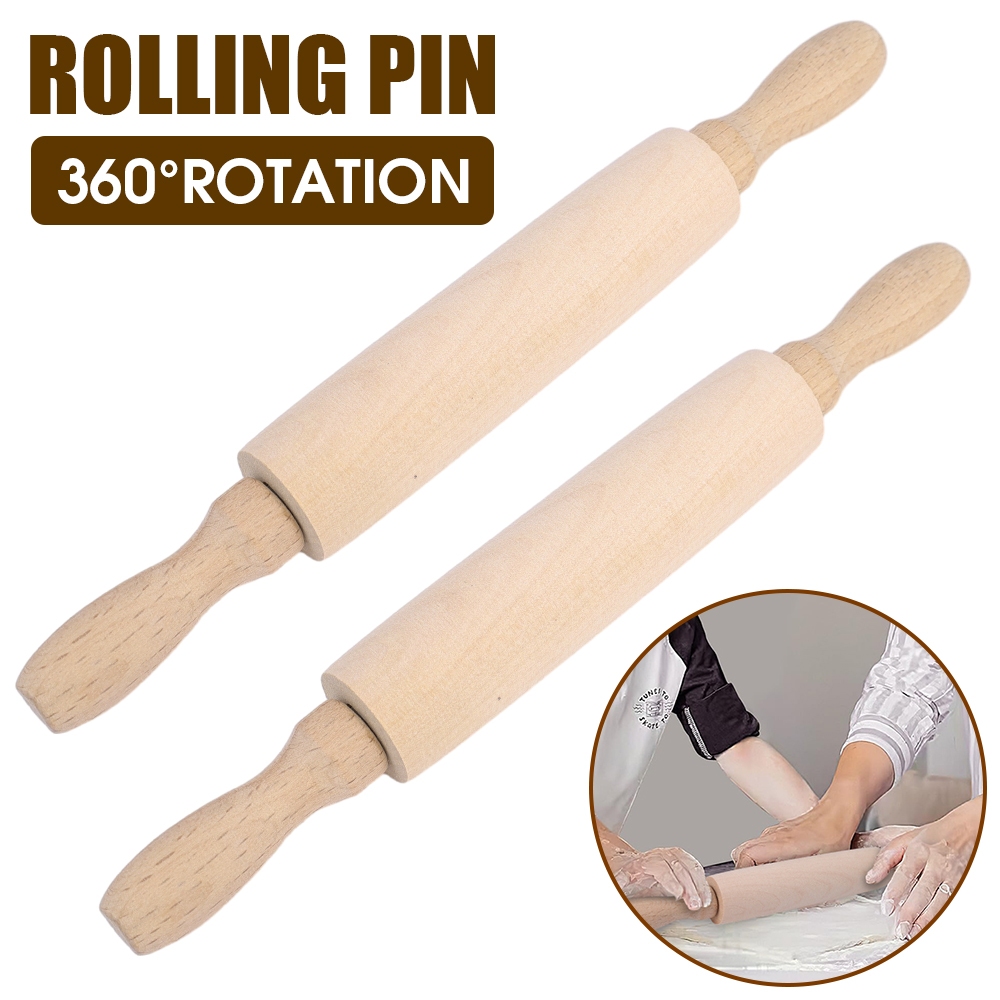 Non-stick Wooden Rolling Pin/ Baking Cookies Chapati Pizza Dough Roller ...