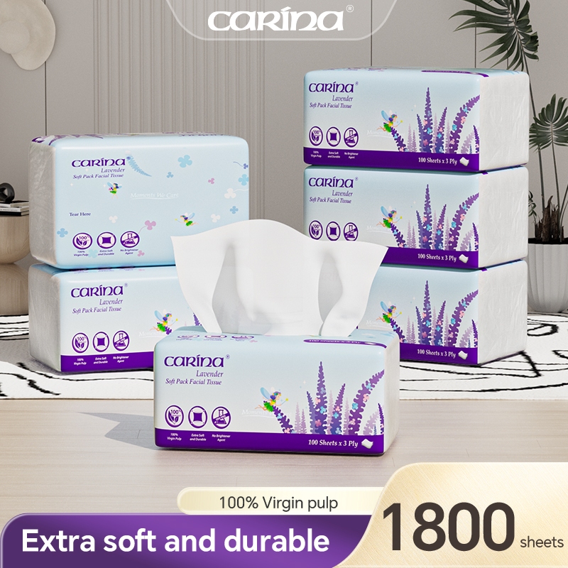Carina Lavender 3 Ply Soft Pack Organic Facial Tissue (100's x 1 Pack/6 ...