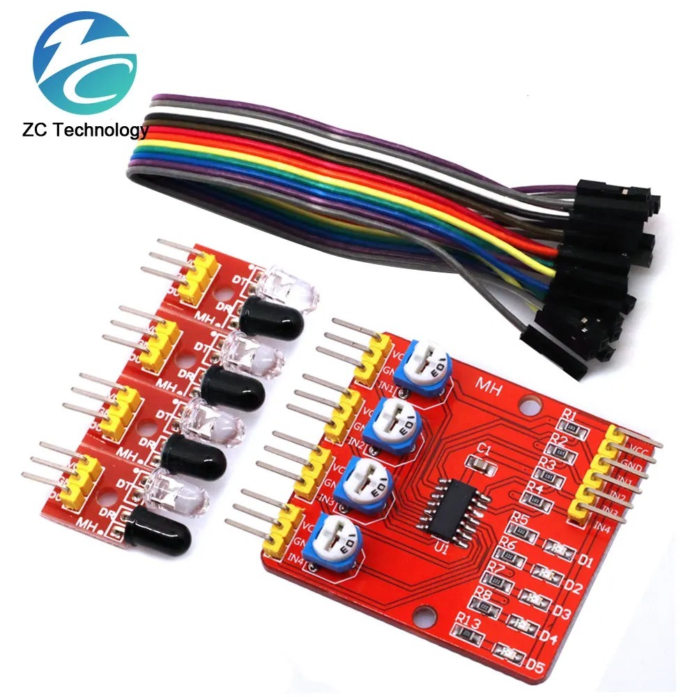 Four Way 4 Channel Infrared Detector Tracing Transmission Line Obstacle Avoidance Sensor Module ...