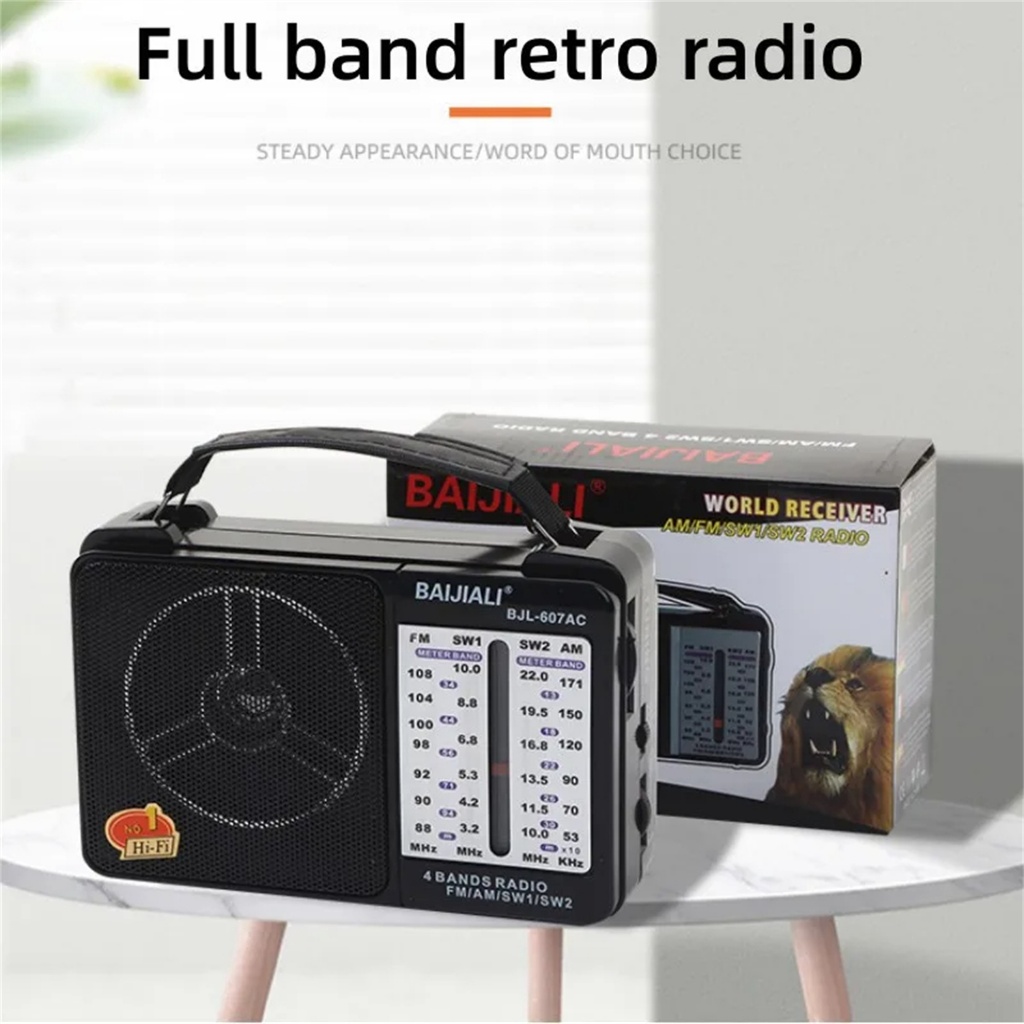 Retro Full Band Radio Loud Player SW/AM/FM Multifunction Portable Radio ...