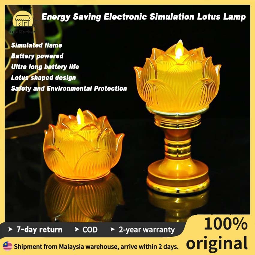 【Local delivery】LED Crystal Glazed Lamp Lotus Flower Candle Lamp for ...