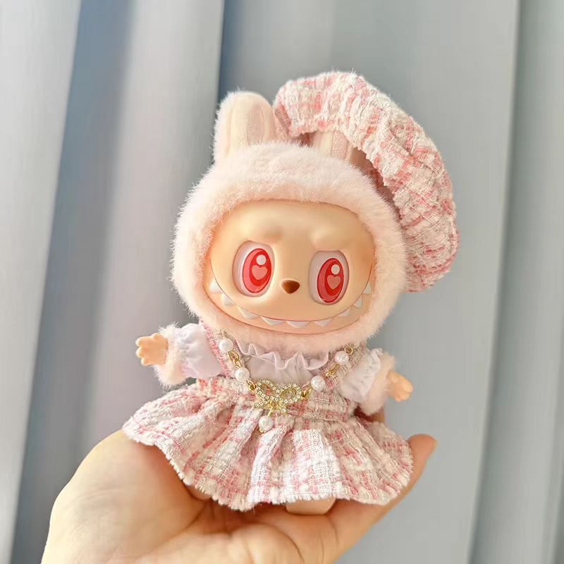 Mini Doll'S Clothes Outfit For 15-17cm Labubu V1 V2 Classic Grid style ...