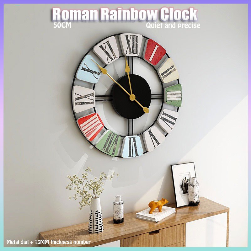 Metal Rainbow Roman Wall Clock Simple Wall Clock Large Wall Clock ...
