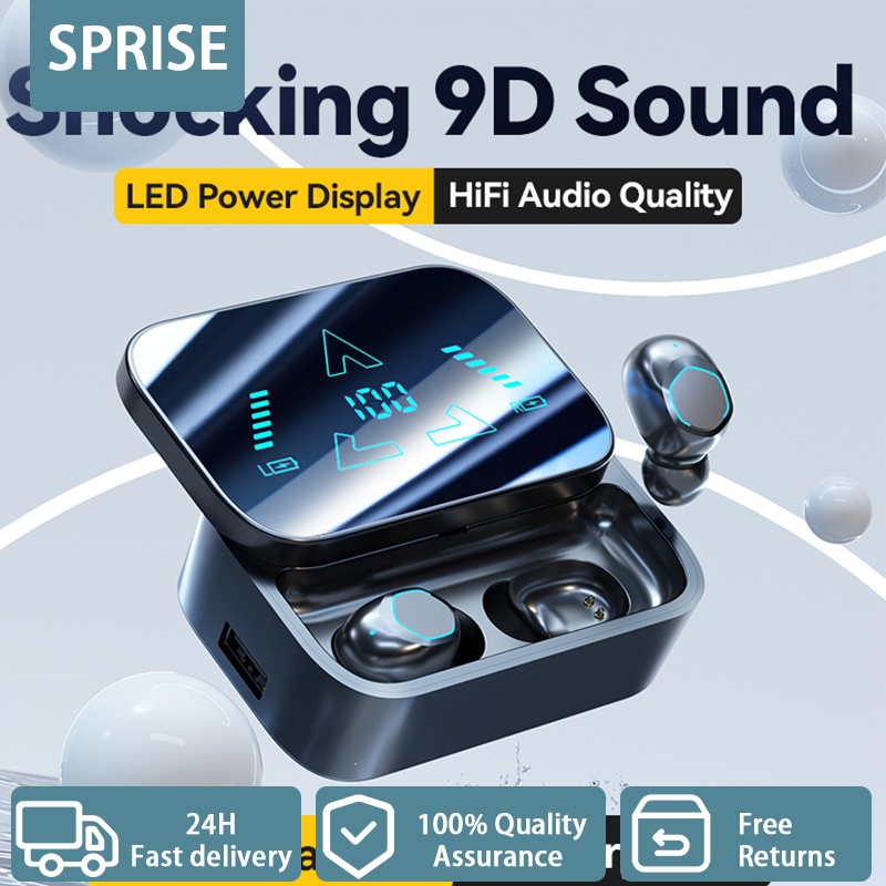 SPRISE M48 Mirror Wireless Bluetooth Earphone Noise Cancelling Earbuds ...