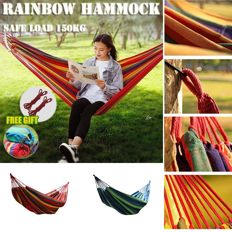 Ready Stock Fast Shipping Outdoor Canvas Camping Hammocks Tree Swing ...