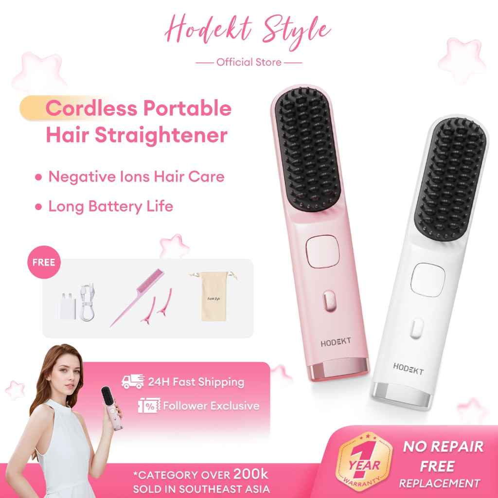 HODEKT Wireless hair straightener Wireless electric comb, fast heating ...