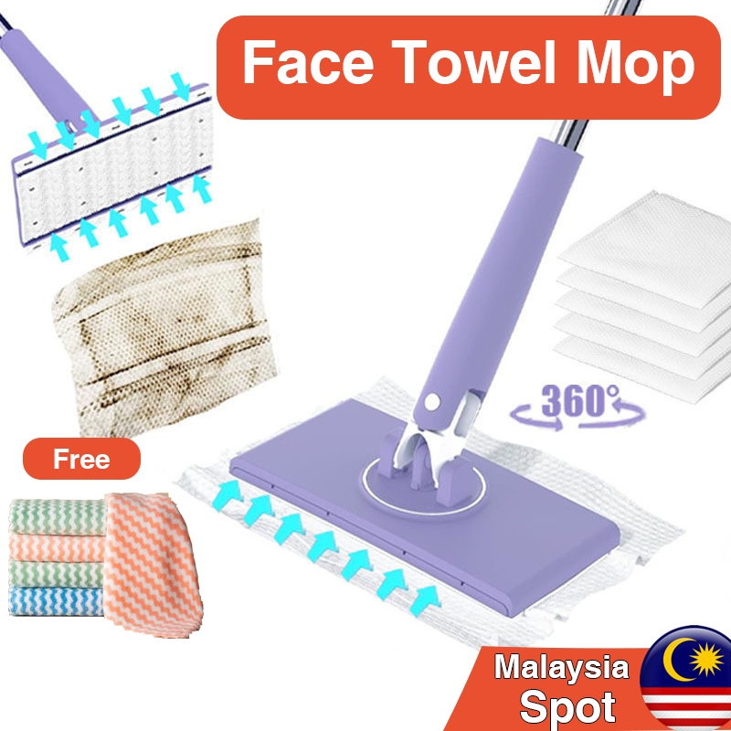 【Malaysia Spot】Towel mop flat mop lazy no-clean face towel mops 360 ...