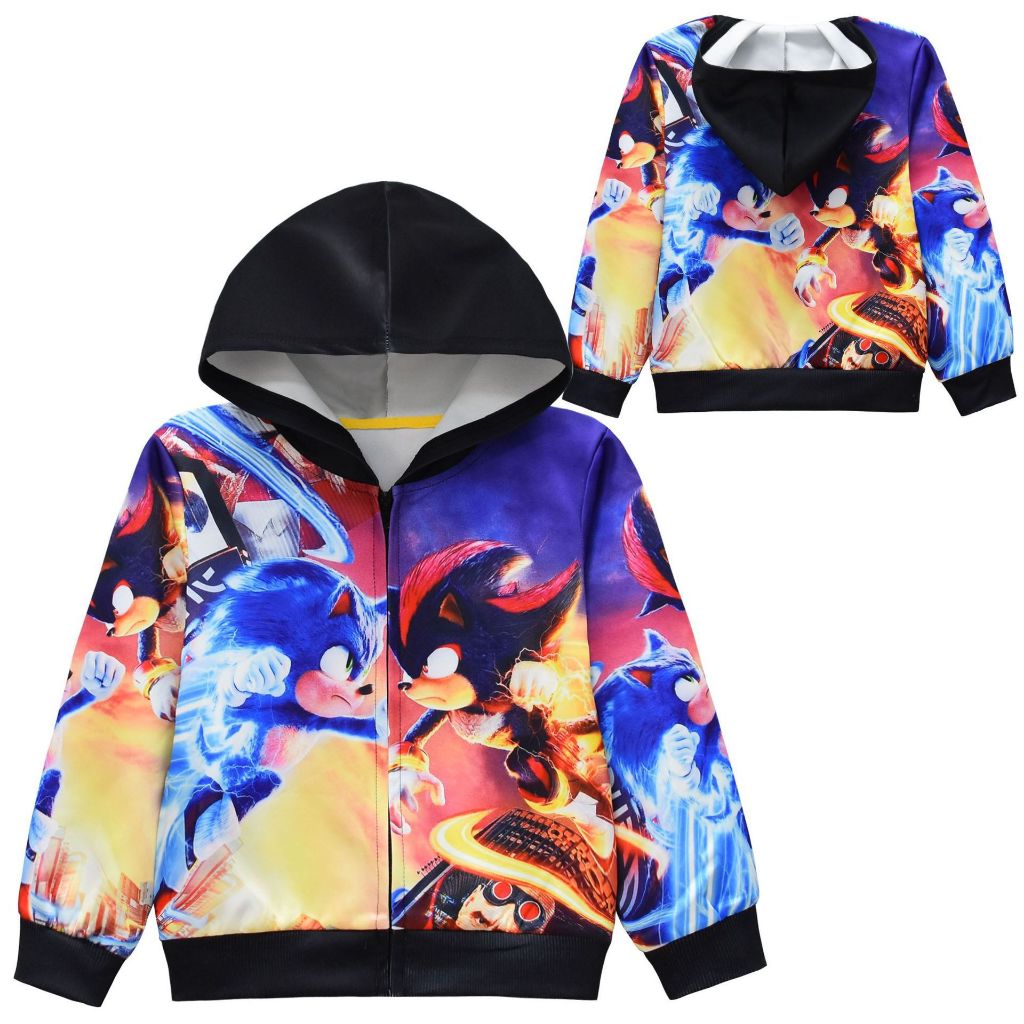 Sonic The Hedgehog 2 Cartoon Children's Zipper Outerwear Hooded Jacket ...