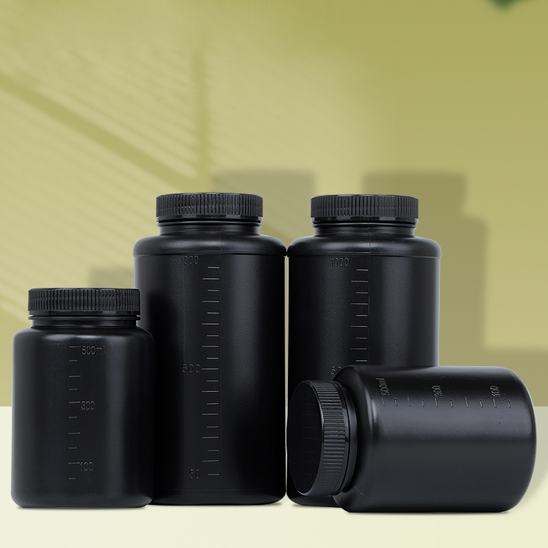 500ML1000ml large mouth reagent plastic liquid sample dark black with ...