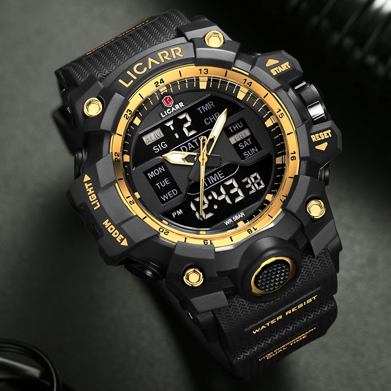 LICARR Brand Men's Watch Dual Display Fashion Trend Men's Watch Date ...