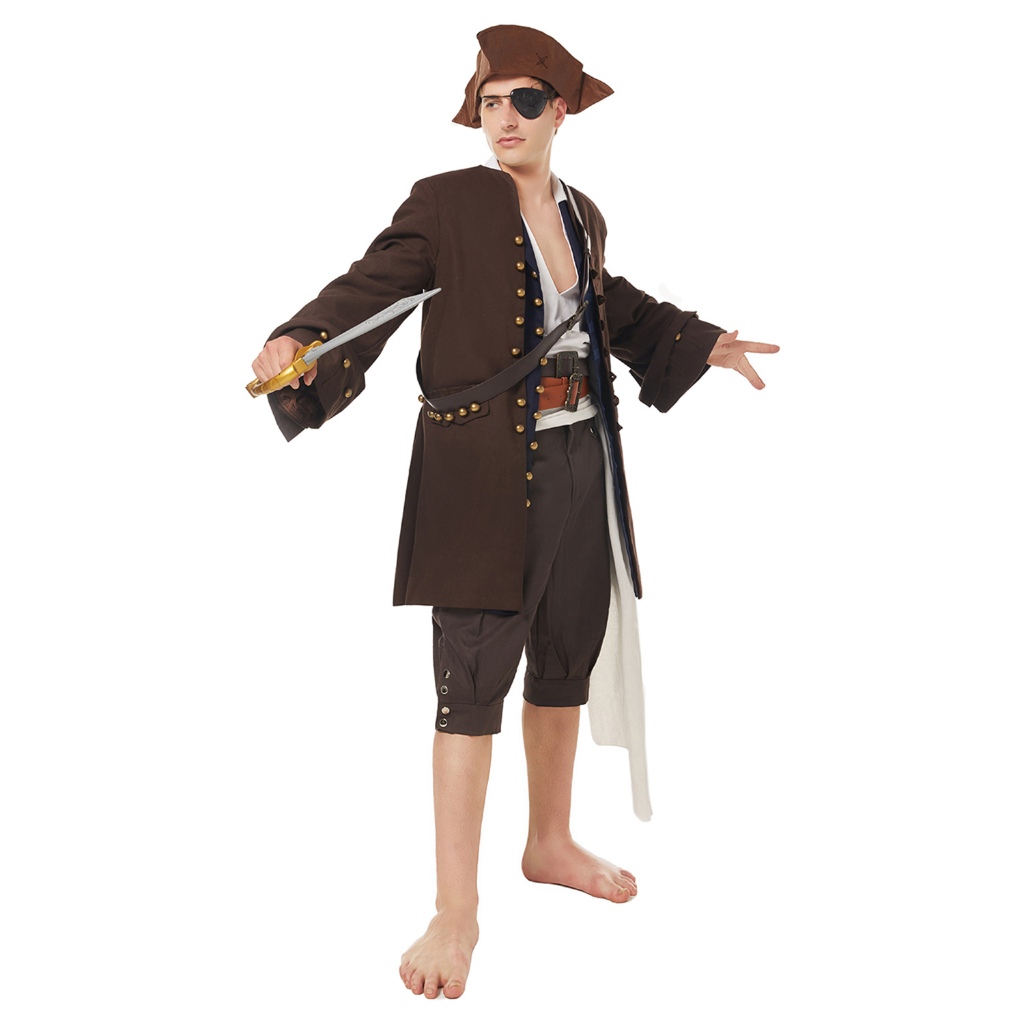 Captain Jack Sparrow Cosplay Clothes Pirates of the Caribbean Halloween ...