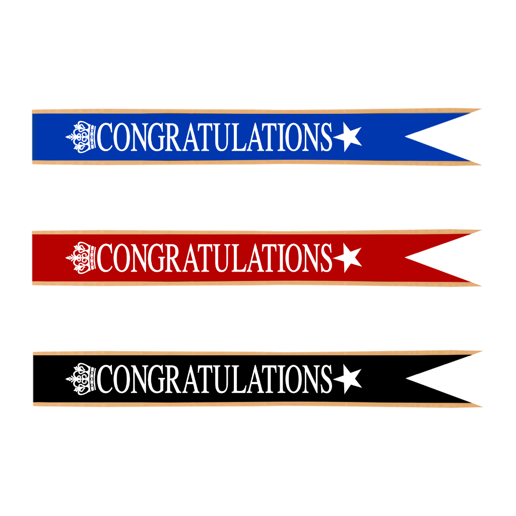 CONGRATULATIONS Satin Sash with Golden Borders and Dovetail Details for ...