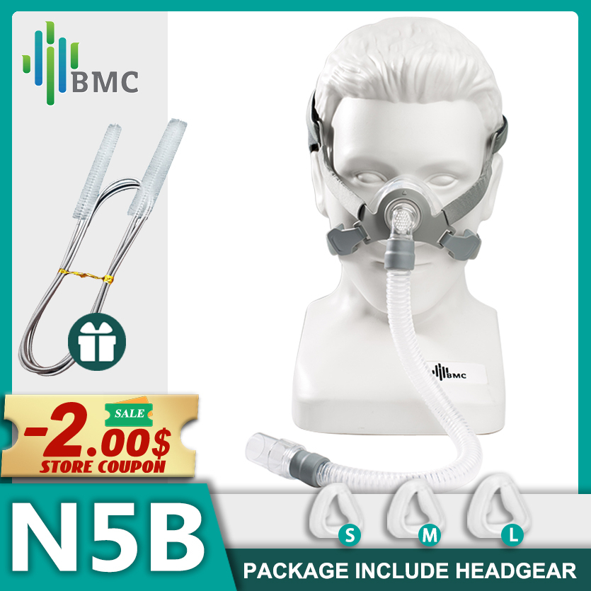 BMC N5B Nasal Mask For CPAP BiPAP Full Sizes Silicone Pad With Headgear ...