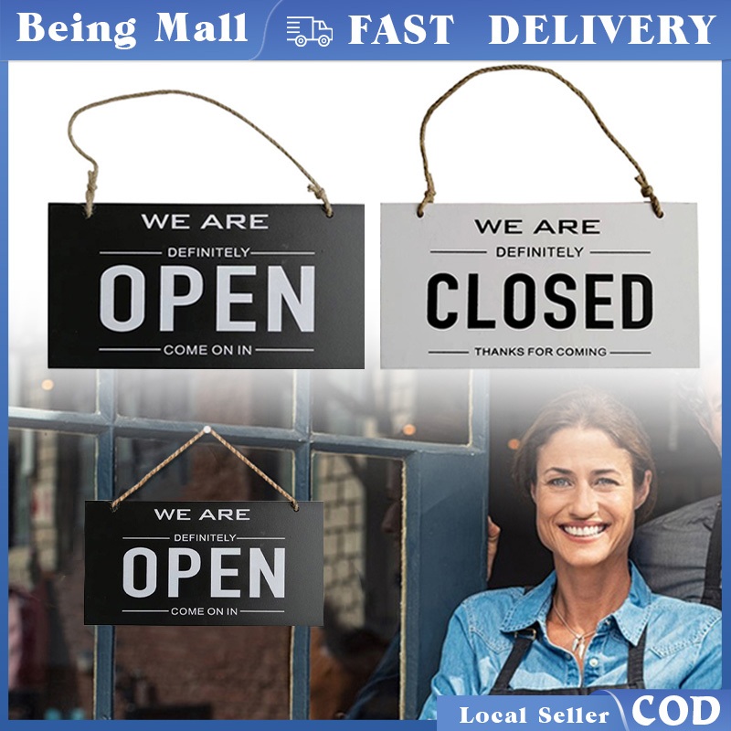 Wooden Store Open and Closed Business Sign Double Sided Open Closed ...