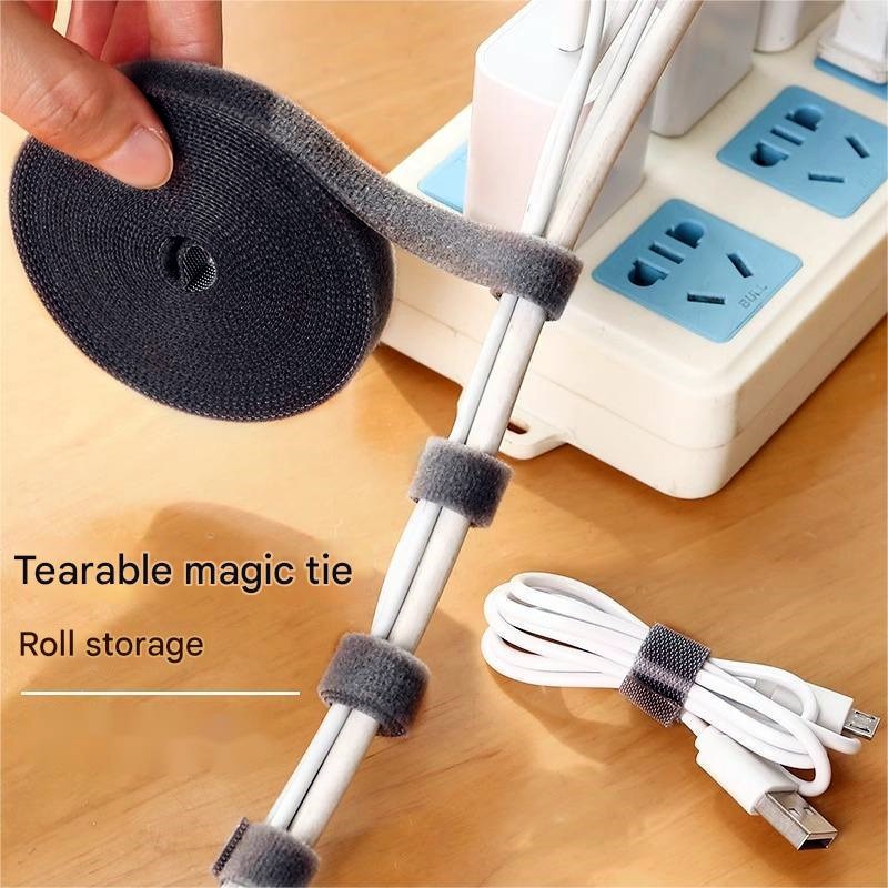 1-Roll Reusable Fastening Wire Organizer Multi-Purpose Cable Ties Cord Rope Cable Management ...