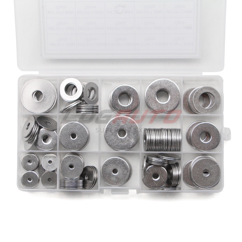 225 Pieces of 304 Stainless Steel Flat Washer Fender Washers Kit ...