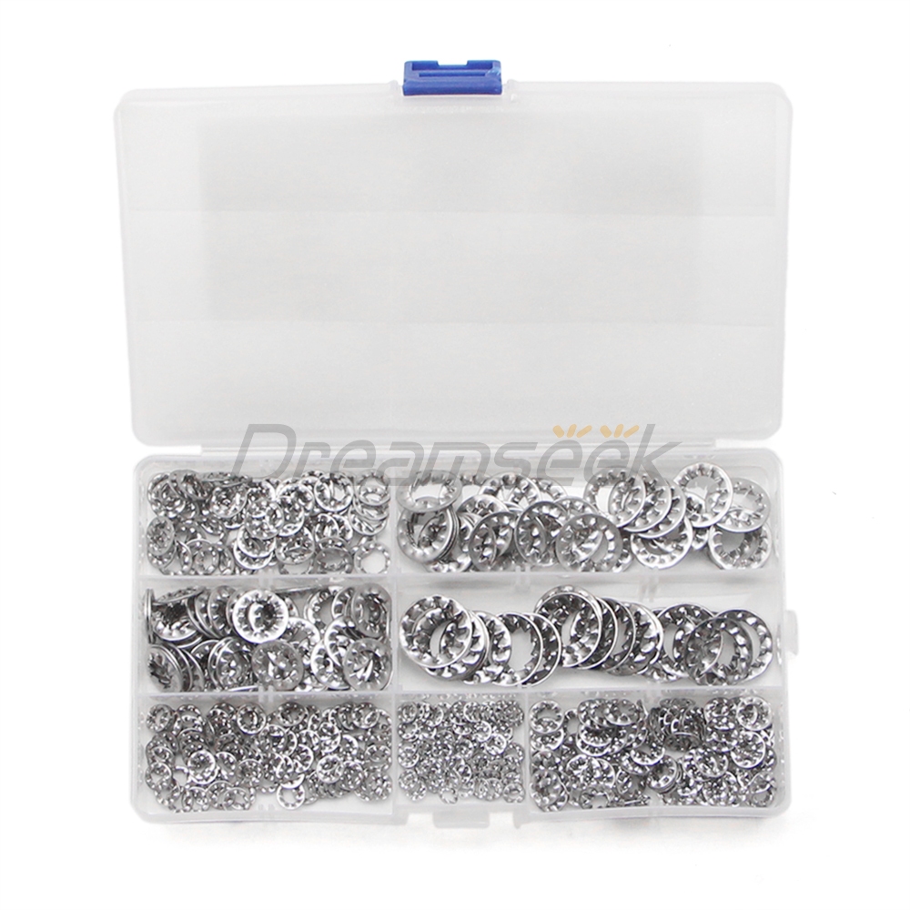 390Pcs Serrated Lock Washer Internal Tooth Assortment Kit Serrate ...