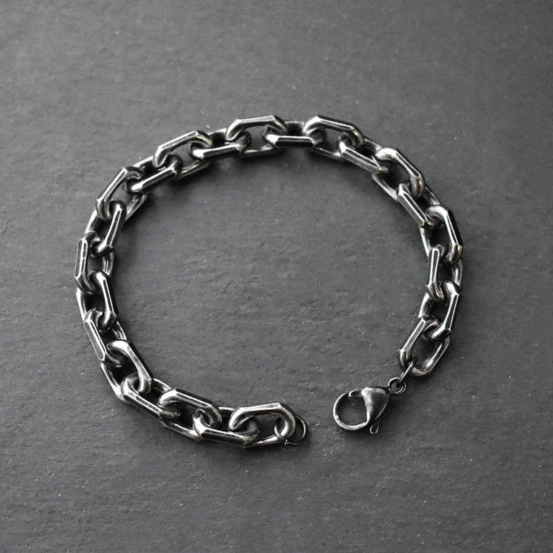 8mm Wide Antique Black Color O-Chain Simple Fashion Men's Stainless Steel Bracelet Gift For Men ...