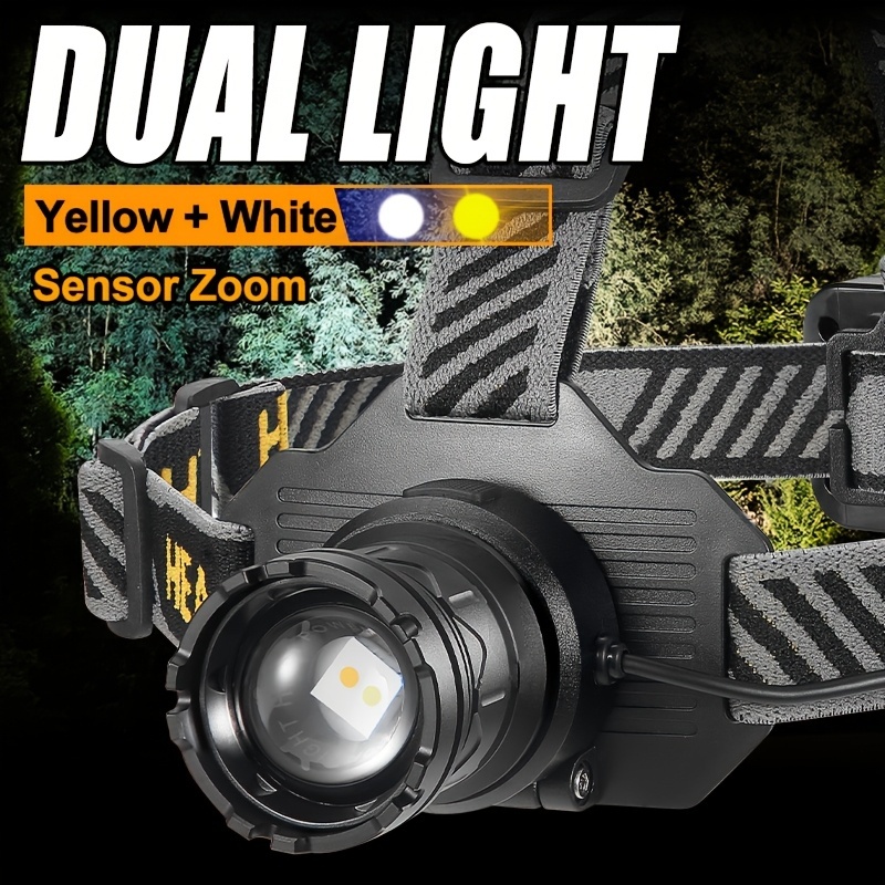 Super Bright Dual Light LED Sensor Headlamp Telescopic Zoom Headlight ...