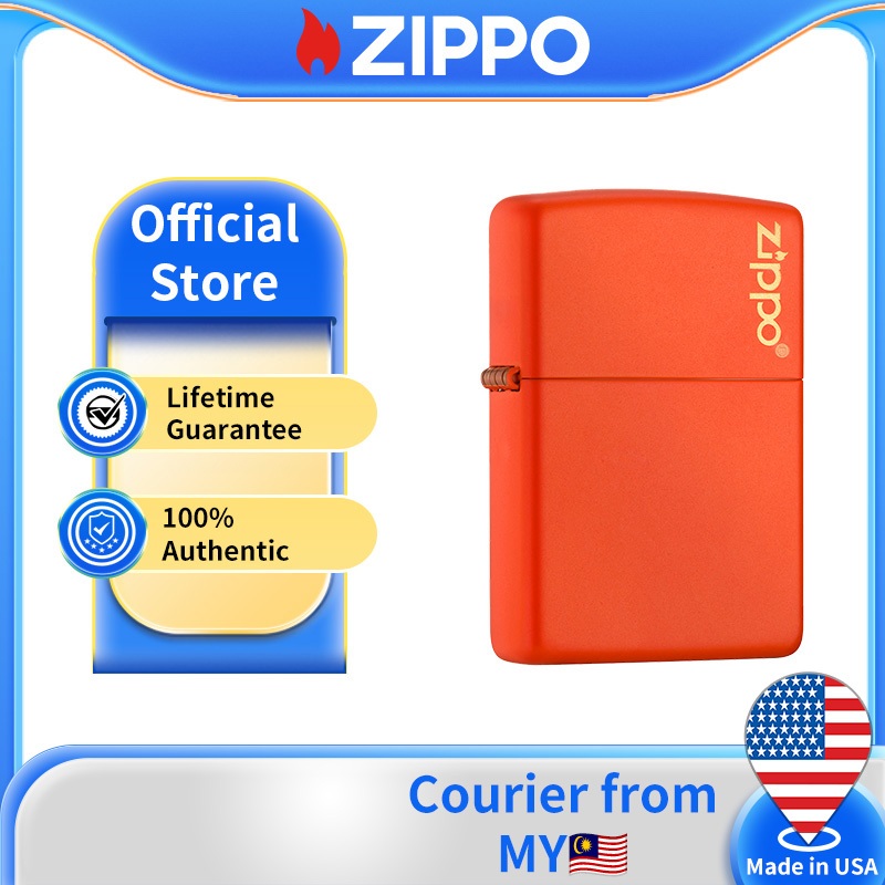 Zippo Orange Matte with Zippo Logo Windproof Pocket Lighter, 231ZL ...