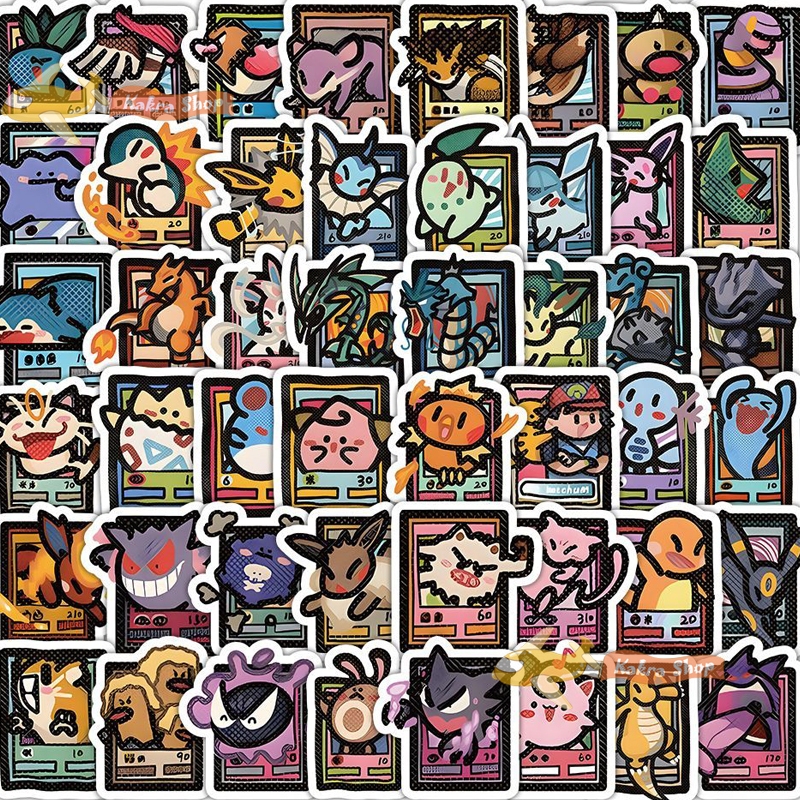 100pcs Pokemon Mini Card Sticker Charizard Pikachu Eevee Decor Stickers ...