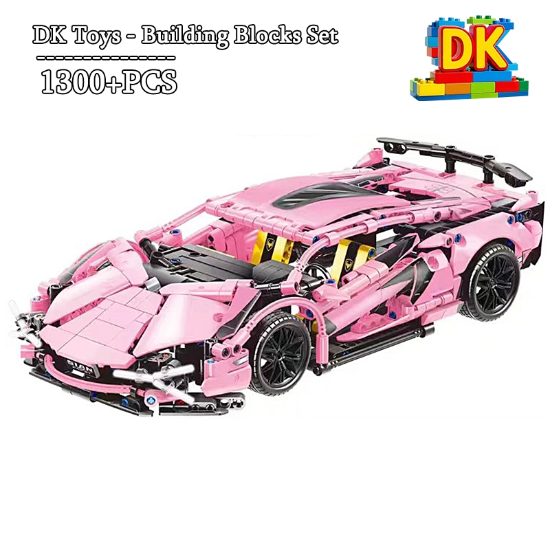 Building Blocks 1300+pcs Pink Supercar Lambo Building Blocks Assembly ...