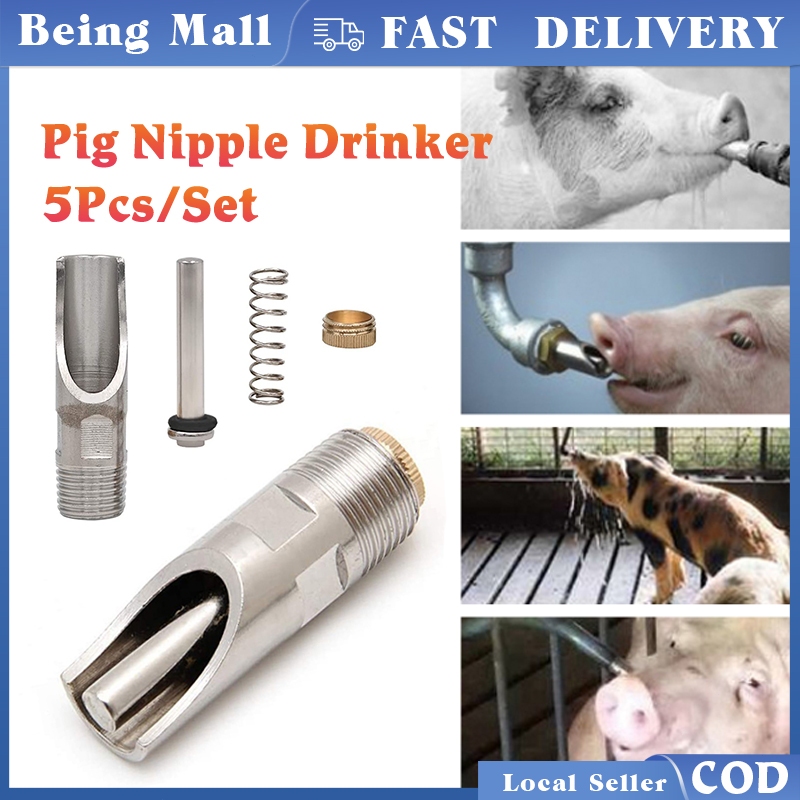5 Pcs Pig Nipple Drinker 1/2" NPT Stainless Steel Automatic Pig Nipple ...