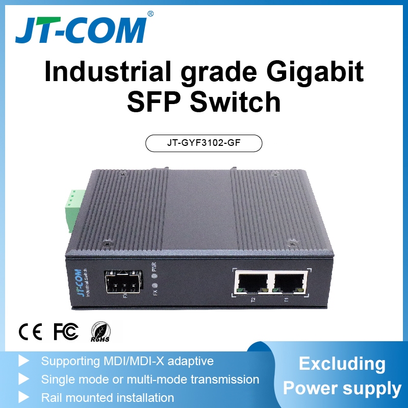 JT-COM Industrial Grade 1000Mbps Gigabit 1 SFP 2 RJ45 Switch | Network ...