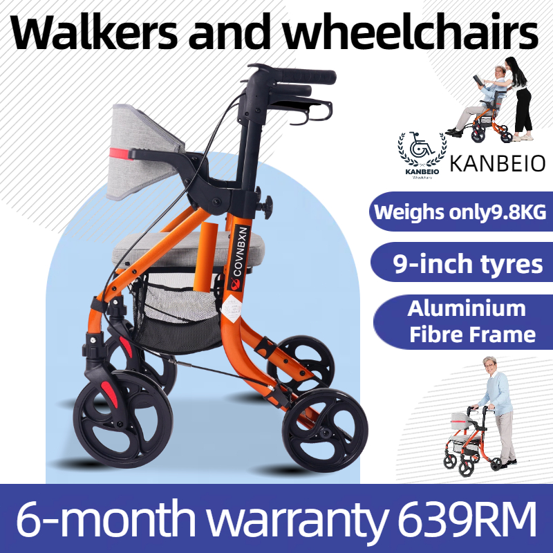 KANBEIO Walker Wheelchair Dual Purpose Foldable Wheels, Walker Aids for the Elderly ...