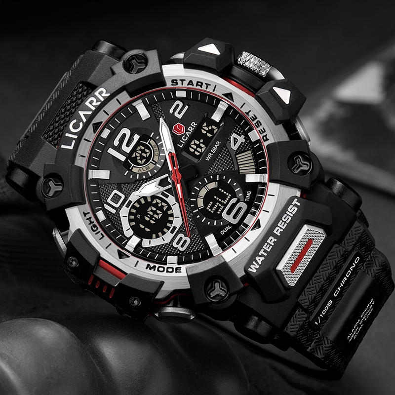 LICARR Waterproof Sports Original Trend Military Men's Watch Alarm ...