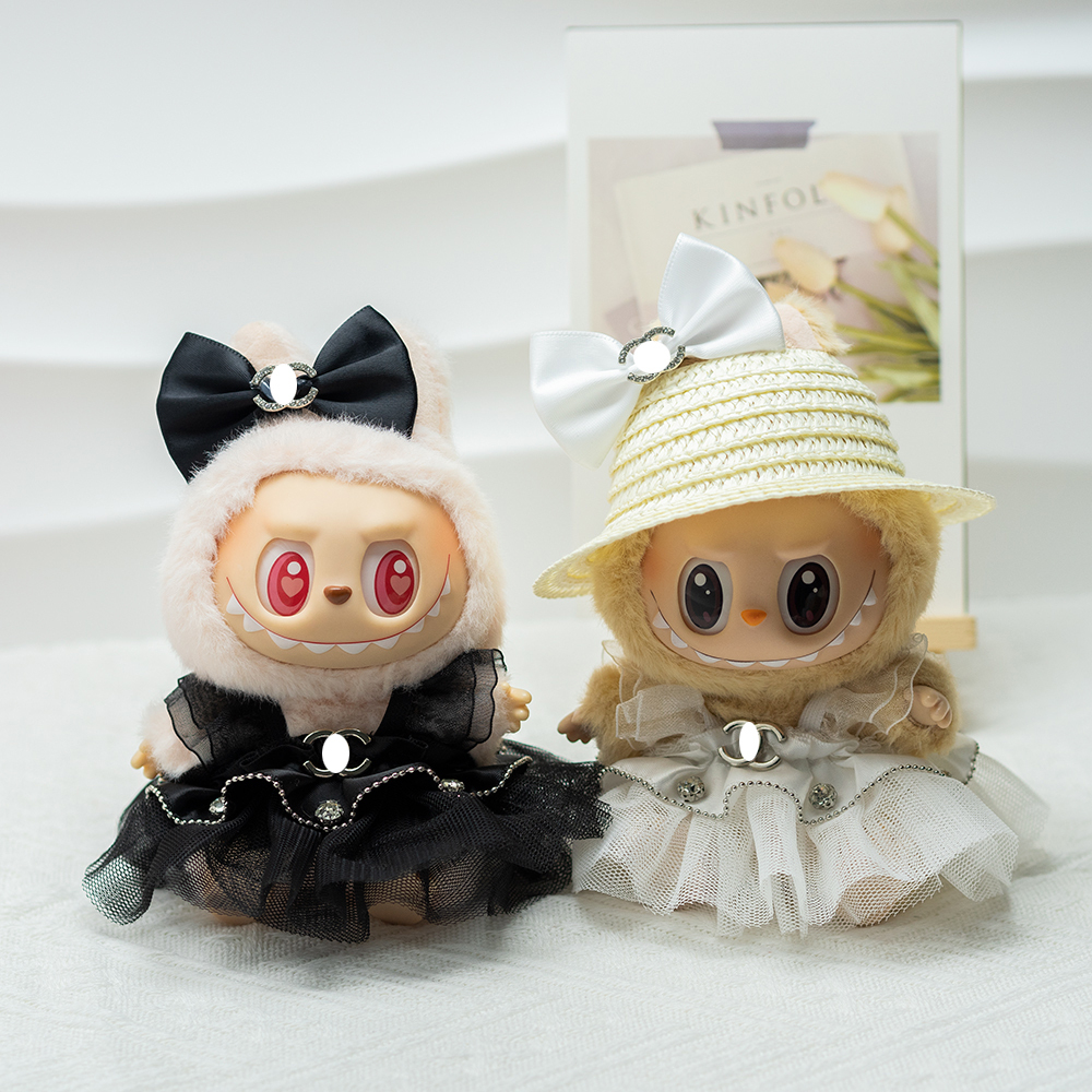 Labubu macaron doll costume, black and white two tone diamond studded ...