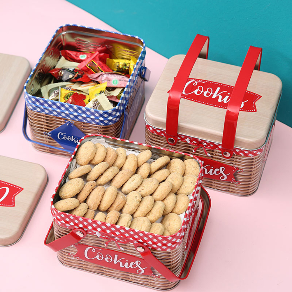 [Ready Stock] Metal Cookie Tins Containers Lids Biscuit Box Storage Tea ...