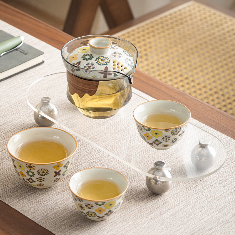 Glass Gaiwan Teacup Large Size Single High-End Non-Hot Hand Grab Pot ...