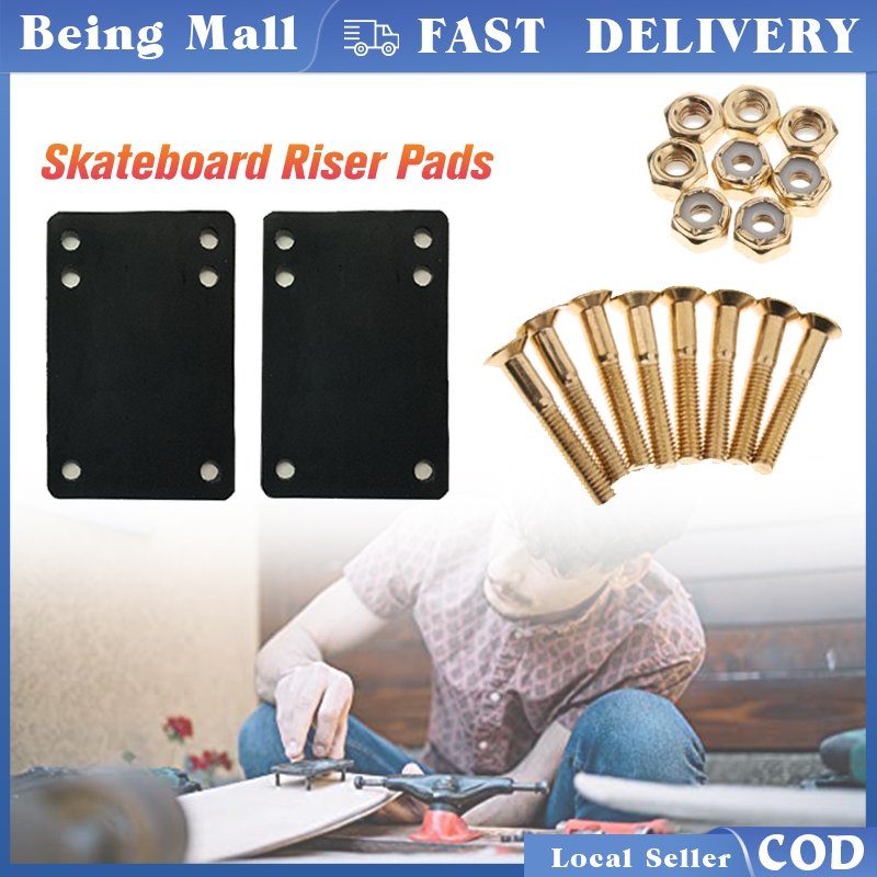 2Pcs 3mm Longboard Skateboard Riser Pads Black Rubber With Screw 8 Sets ...