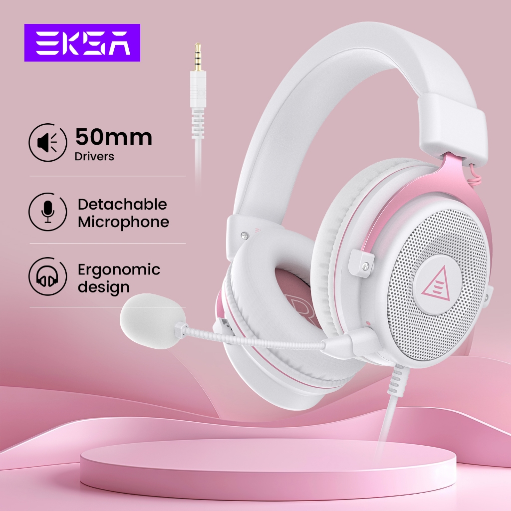 EKSA E900 3.5mm Wired Gaming Headset Stereo Over-Ear Headphone with Detachable Mic for PC/PS5 ...