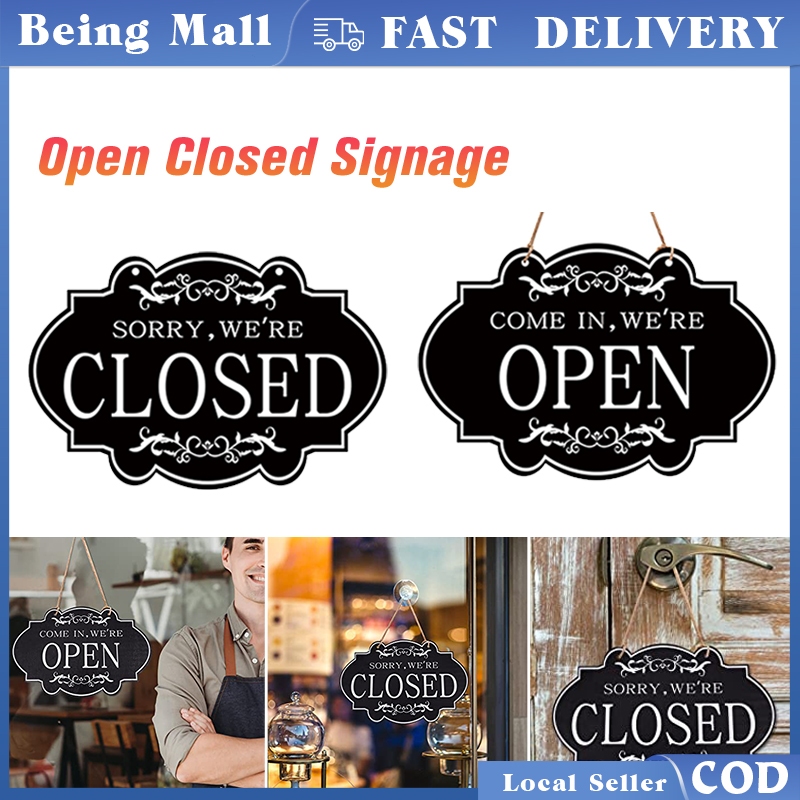Wooden Double Sided Open Close Signage For Store Business Or Home ...