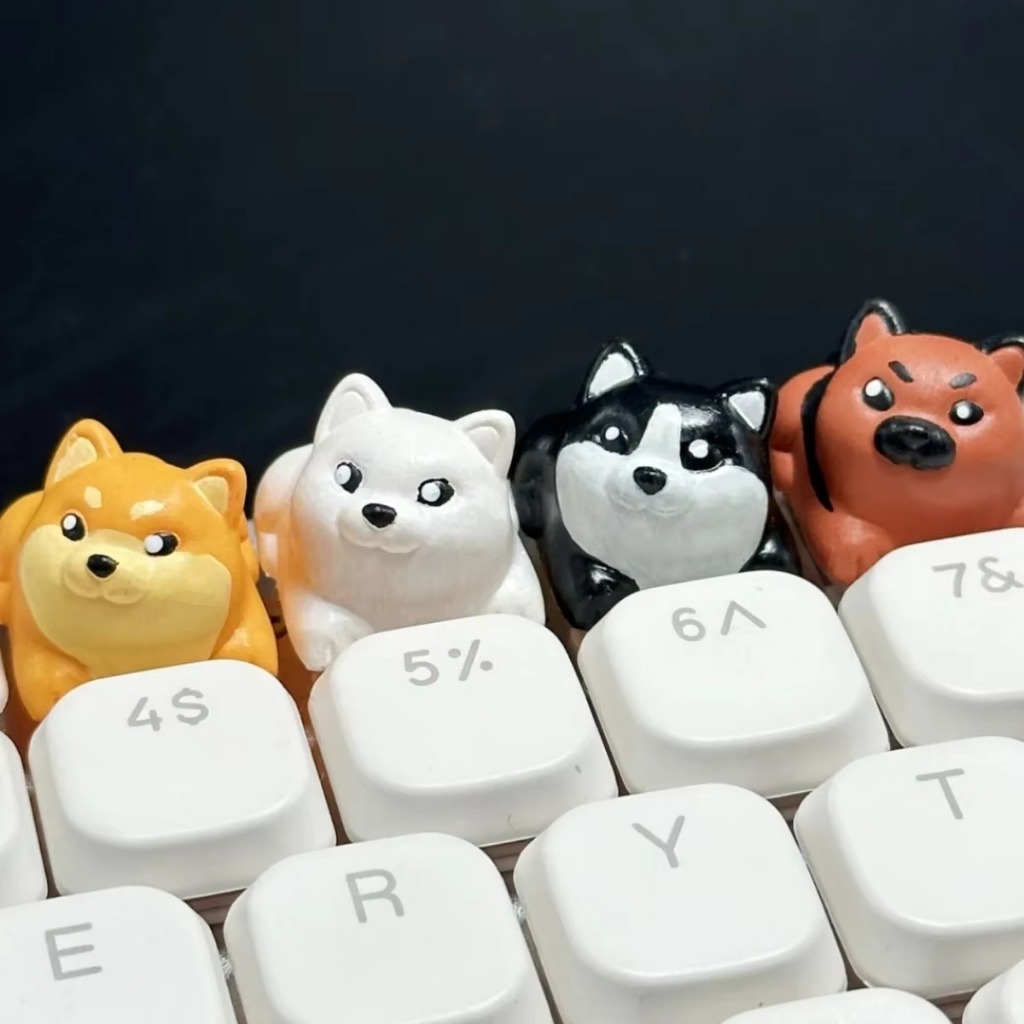 Customized Keycap Color DIY 3D Resin Small Dog Shiba Inu Keycap Cross ...