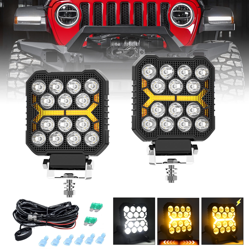 4 Inch Led Pods Square LED Work Light Bar Spot Flood Combo Beam LED ...