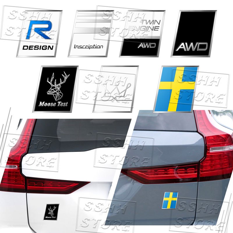 3D Aluminum Car Sticker For Volvo XC90 V90 V60 XC60 V40 S80 S60 S90 C40 ...