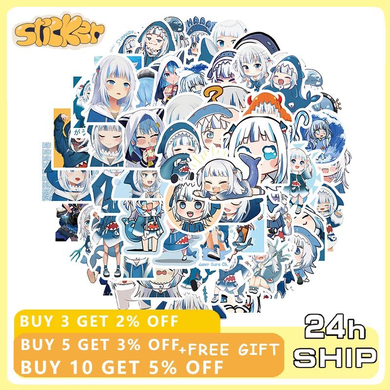 60pcs Cartoon Anime Hololive Vtuber Stickers Laptop Luggage Skateboard ...