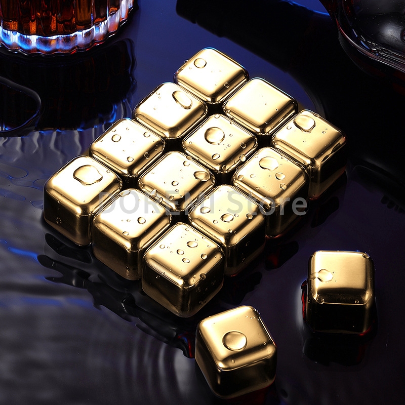 Reusable Stainless Steel Ice Cube Set Cooling Metal Ice Cube Ice Maker ...